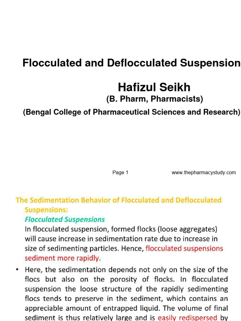 Flocculated and Deflocculated Suspension | PDF