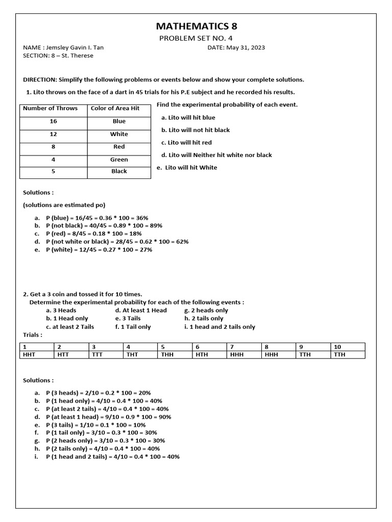 Tan - Problem Set IV | Download Free PDF | Probability Theory | Probability