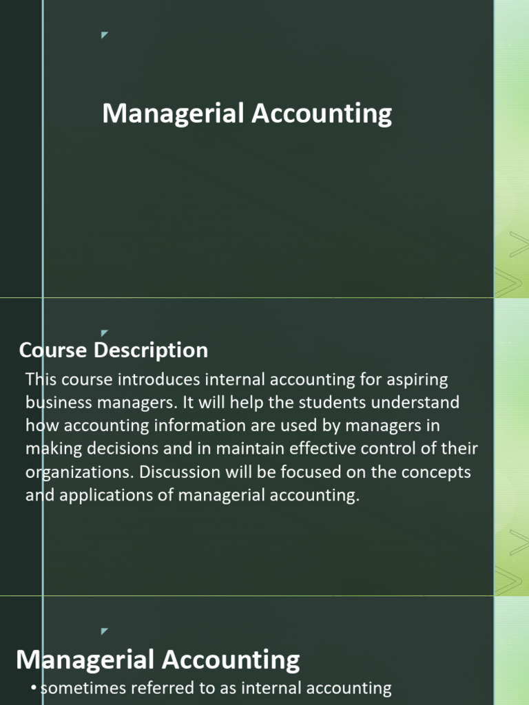 Managerial Accounting Week 1 | PDF | Management Accounting | Profit (Economics)