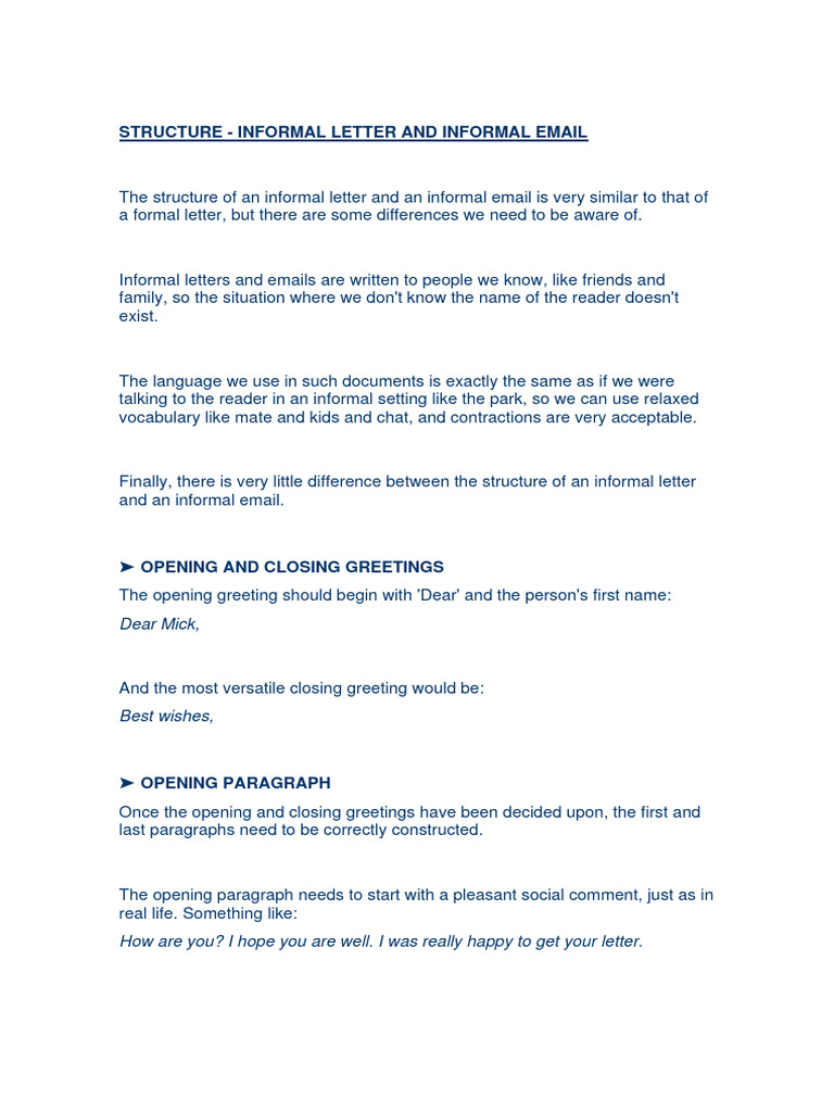 informal letter-email | PDF