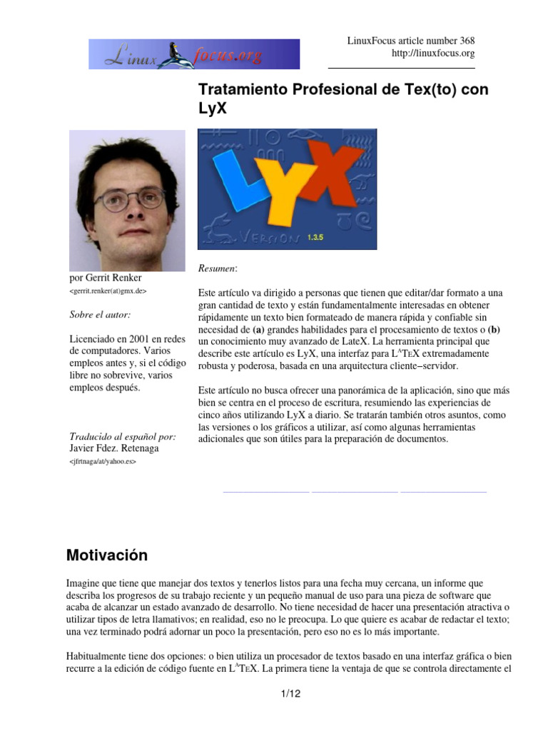 Tratamiento Profesional de Texto Con LyX | PDF | Informática | Software