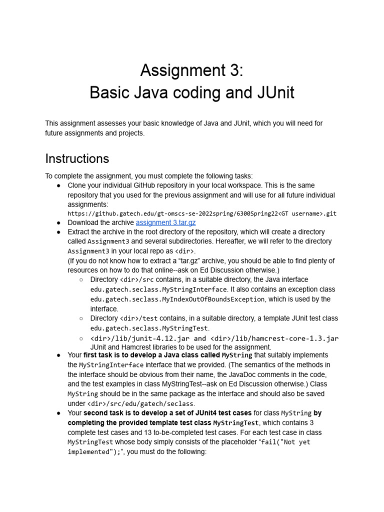 Assignment3 Basicjavacodingandjunit4 Pdf Java Programming Language Software 5795