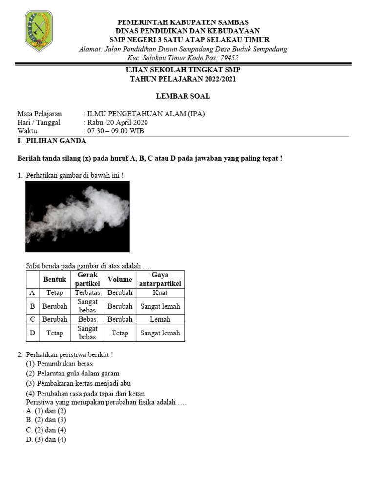 Ujian Sekolah Ipa 2021-2022 | PDF | Ilmu Sosial | Seni