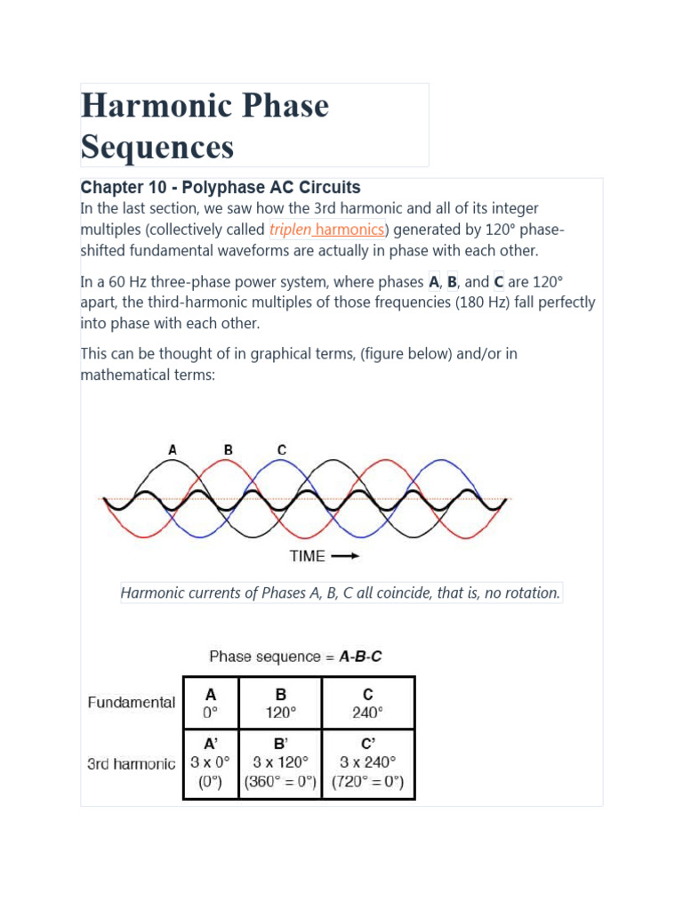 Harmonics and Phase Sequences | PDF