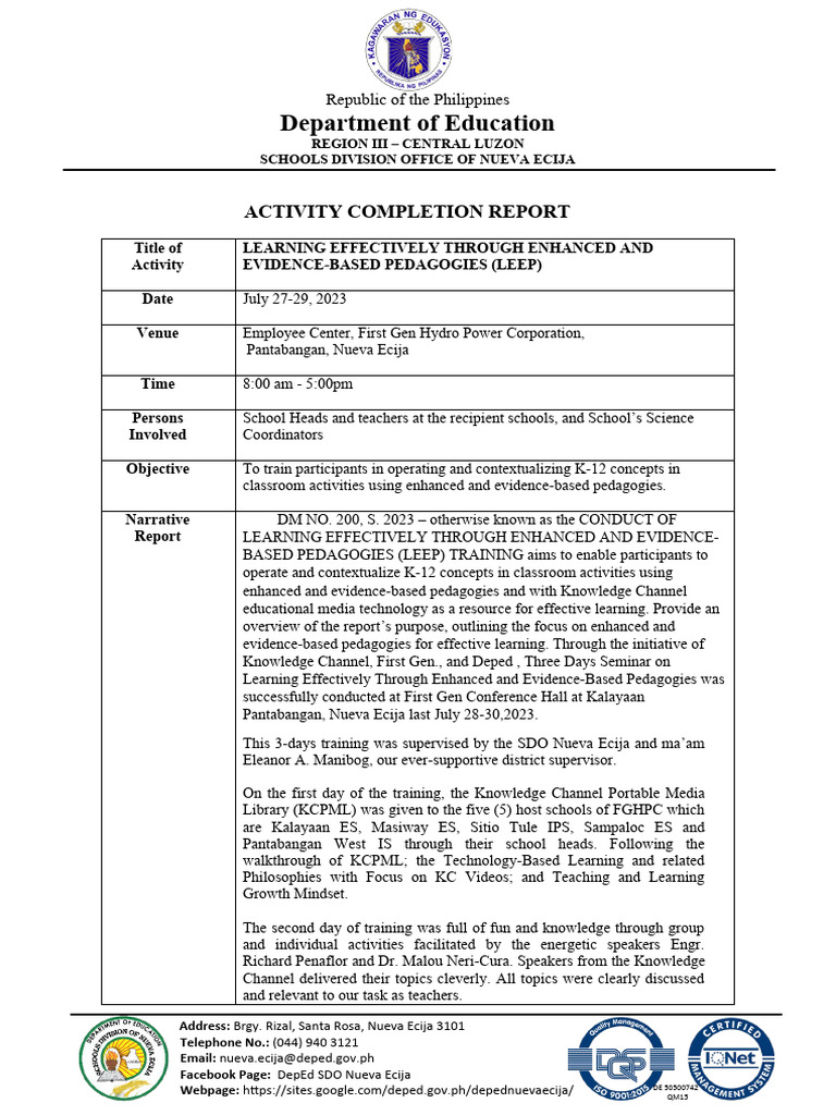 Acr Leep | PDF | Pedagogy | Learning