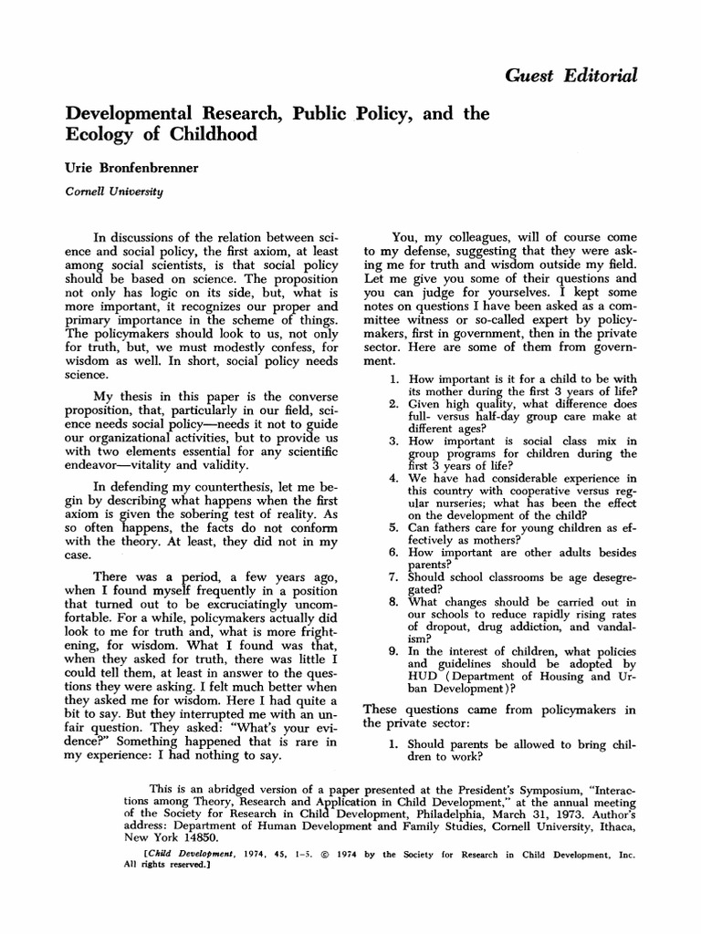 Child Development & Social Policy | PDF | Child Development ...