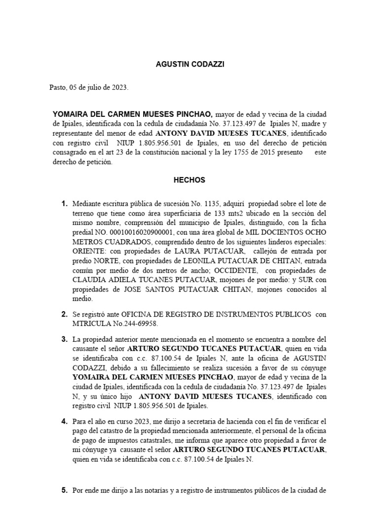 Solicitud de Documentos Yomaira Mueses | PDF