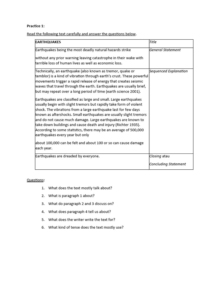 LKPD 2-Understanding Explanation Text | PDF | Earthquakes | Natural Hazards