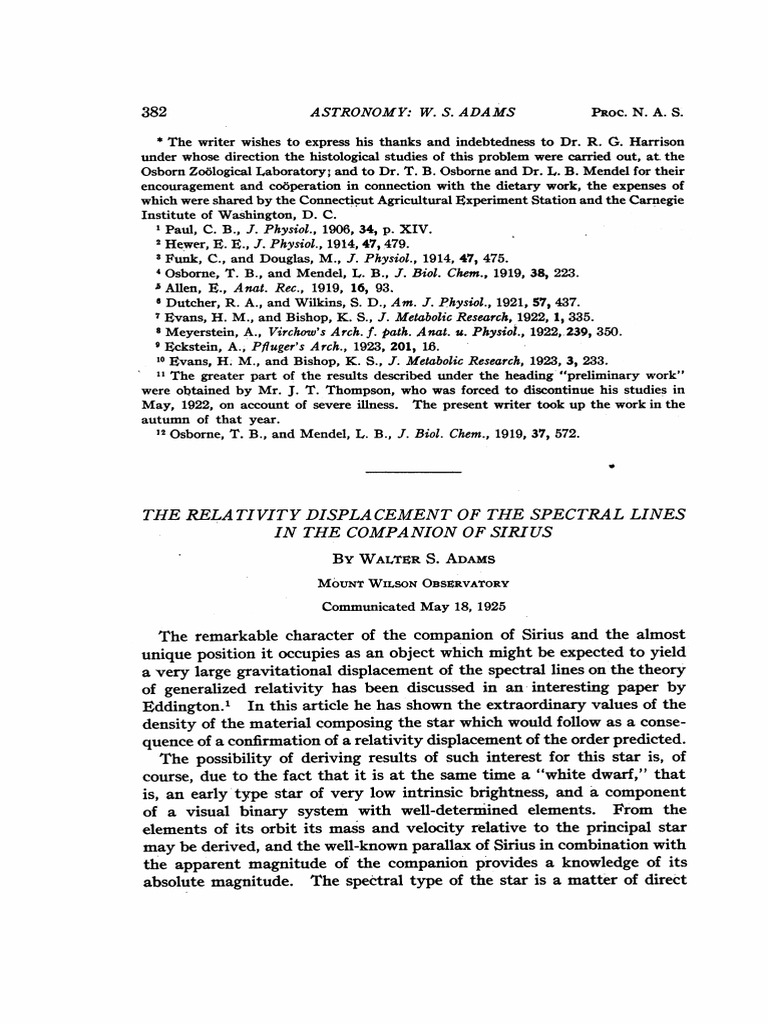 Adams W.S. - The Relativity Displacement of the Spectral Lines in the ...