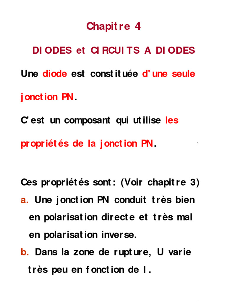 Chapitre 4 | PDF | Diode | Électronique