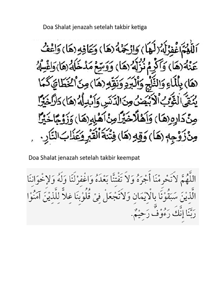 Doa Solat Jenazah Pada Takbir Ke-3 Dan Ke-4 | PDF