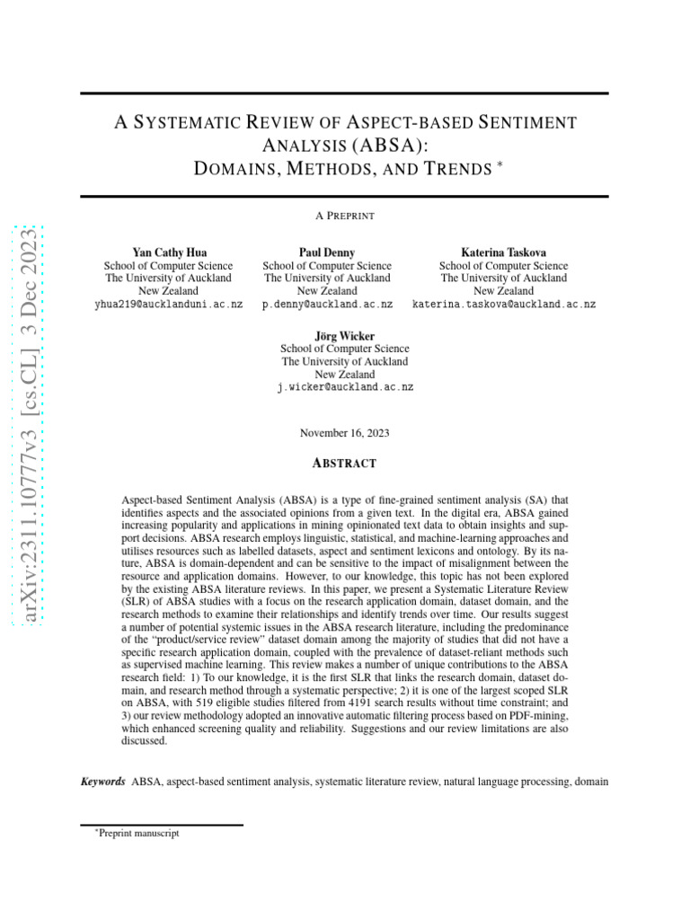 A Systematic Review of Absa Domains Method and Trends | Download Free PDF | Information Science ...