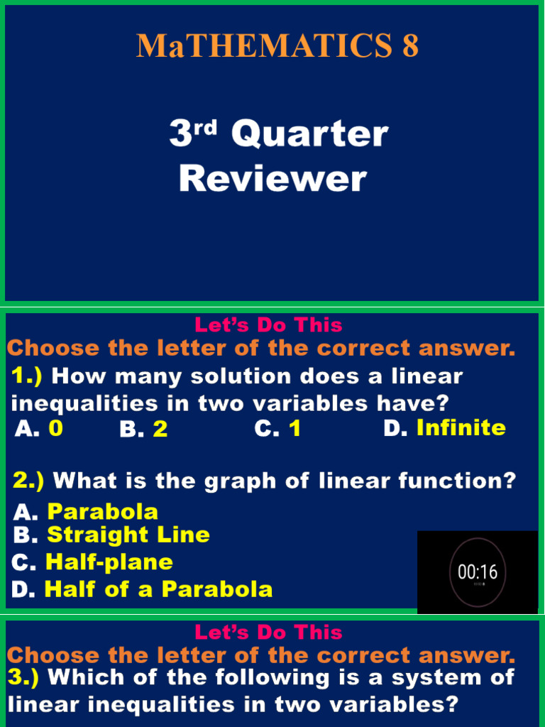 Mathematics 8: 3rd Quarter Reviewer | PDF | Function (Mathematics ...