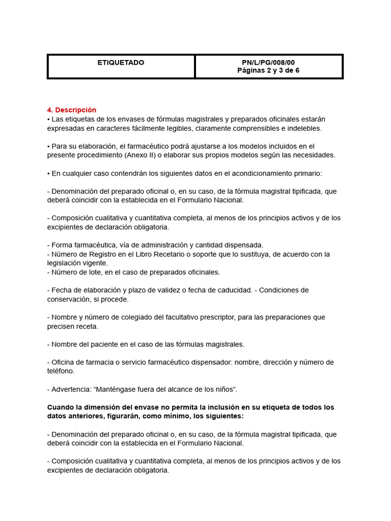 Etiquetado PN - L - PG - 008 - 00 | PDF
