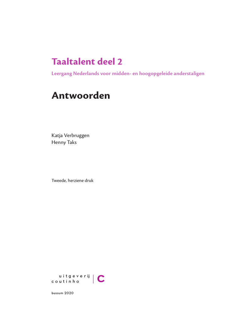Antwoorden Taaltalent 2 | PDF