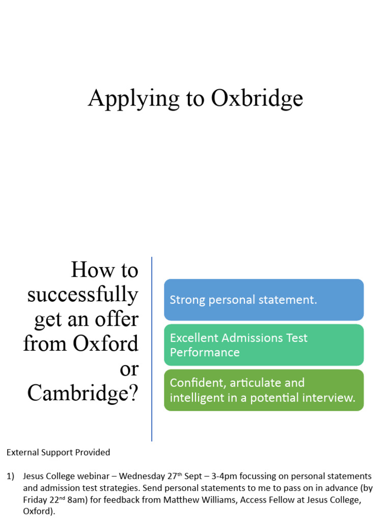 Applying To Oxbridge | PDF
