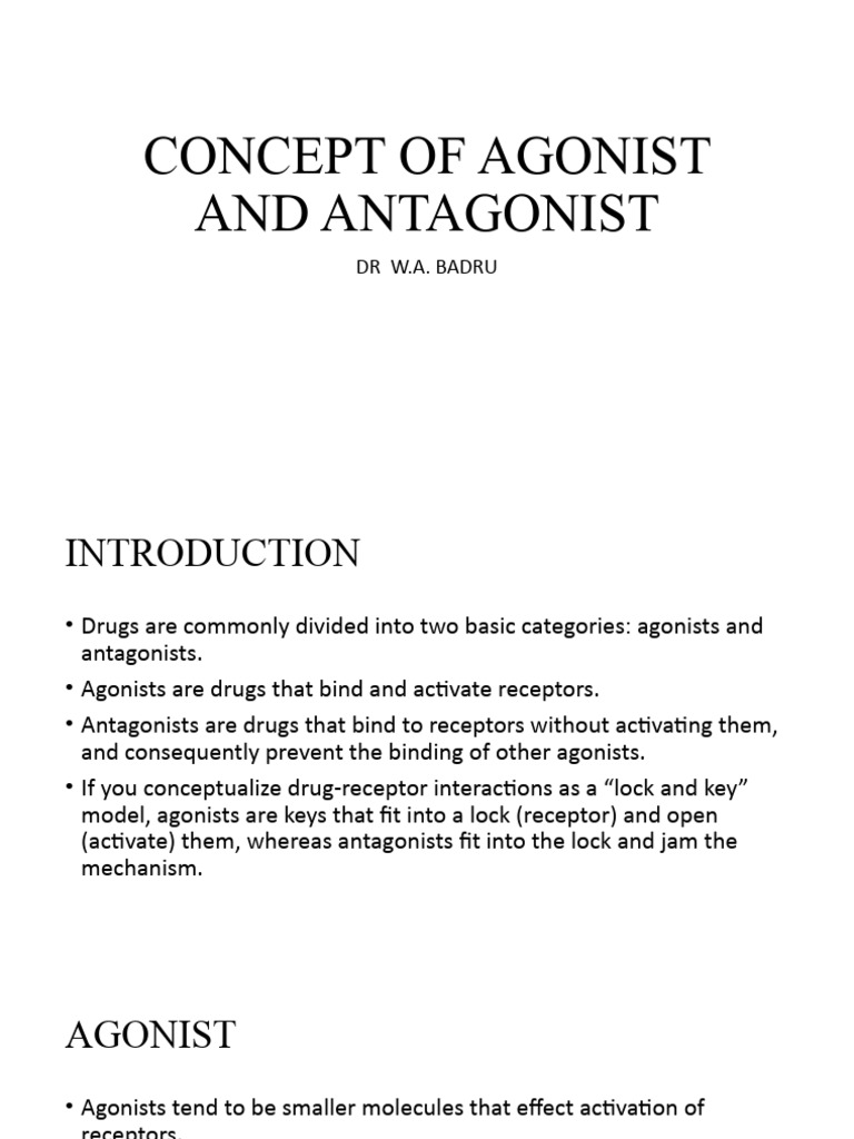 Concept of Agonist and Antagonist | PDF | Receptor Antagonist | Agonist