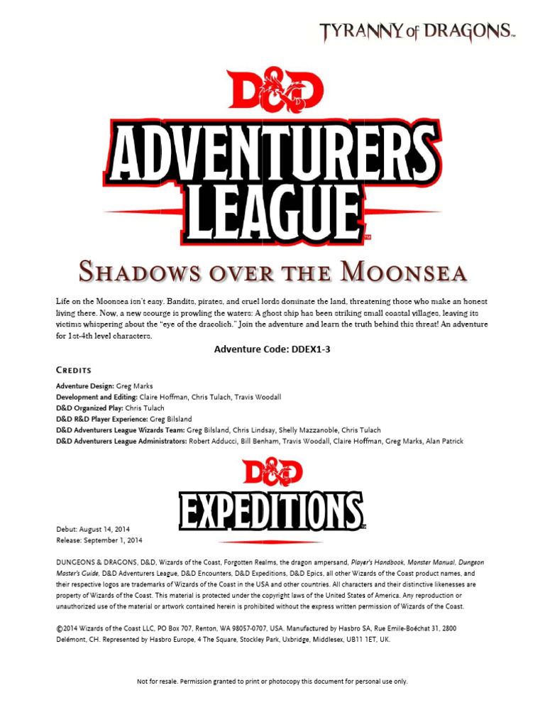 DDEX1-3 Shadows Over The Moonsea (1-4) | PDF