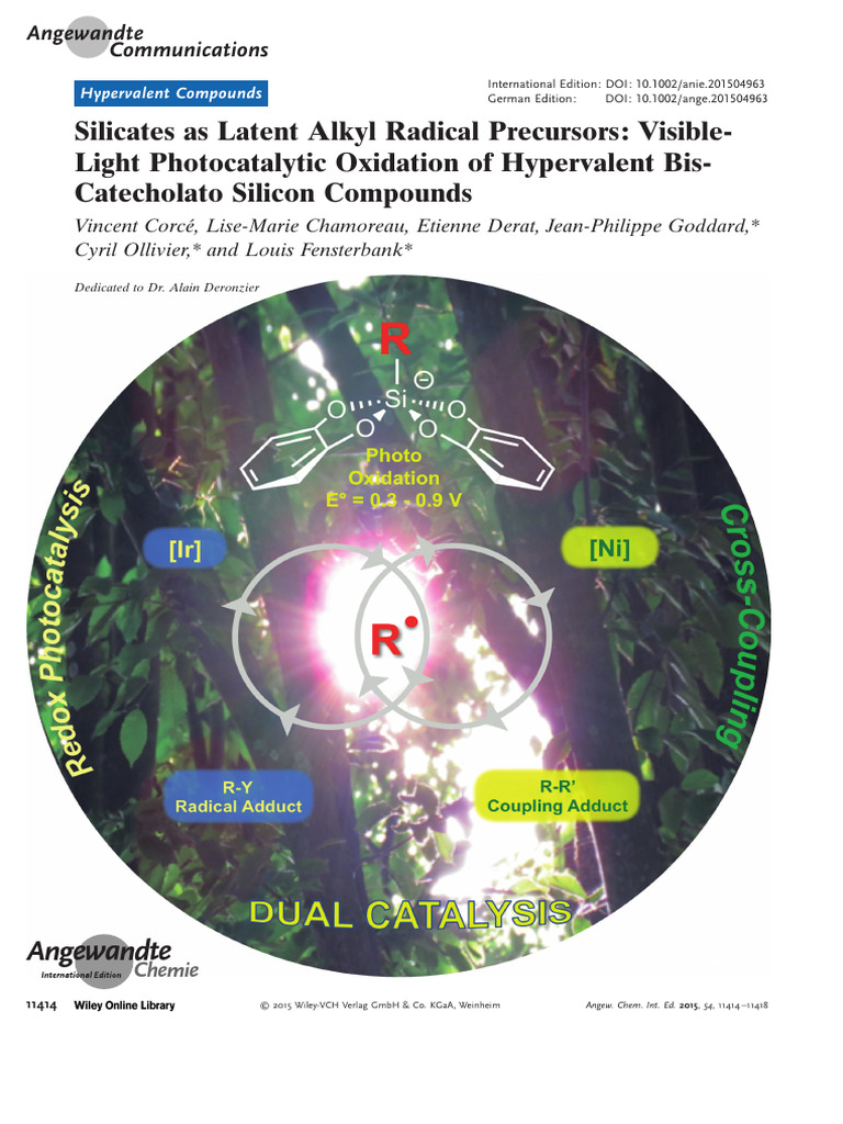 Silicates As Latent Alkyl Radical Precursors: Visible - Light ...