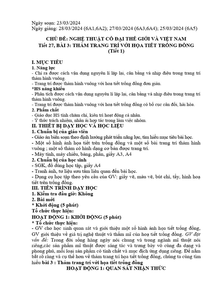 MT6 Tiết 27+28 | PDF