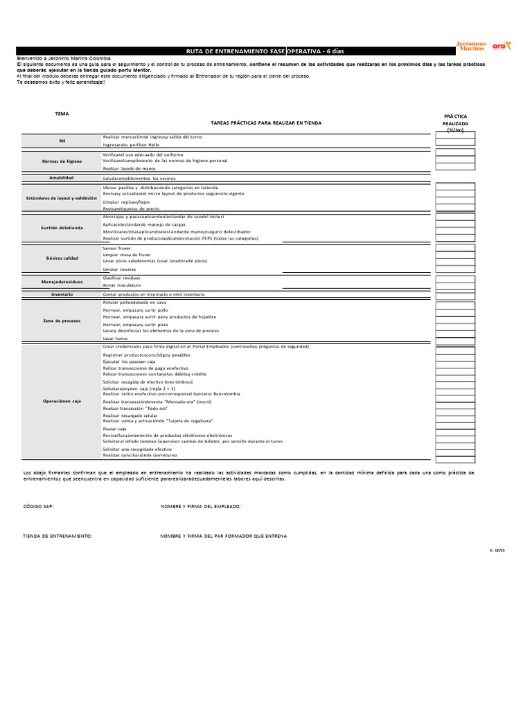 Ruta de Entrenamiento Operador ARA - NME | PDF