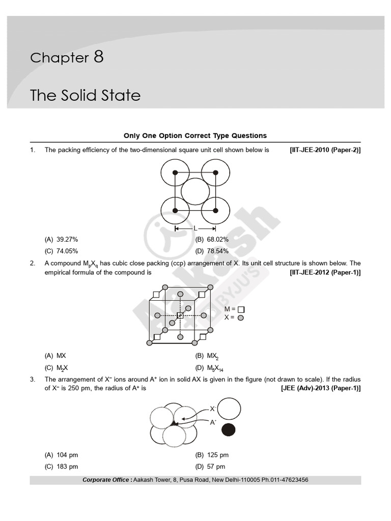 C Ch-08 The Solid State | PDF | Crystal Structure | Ion