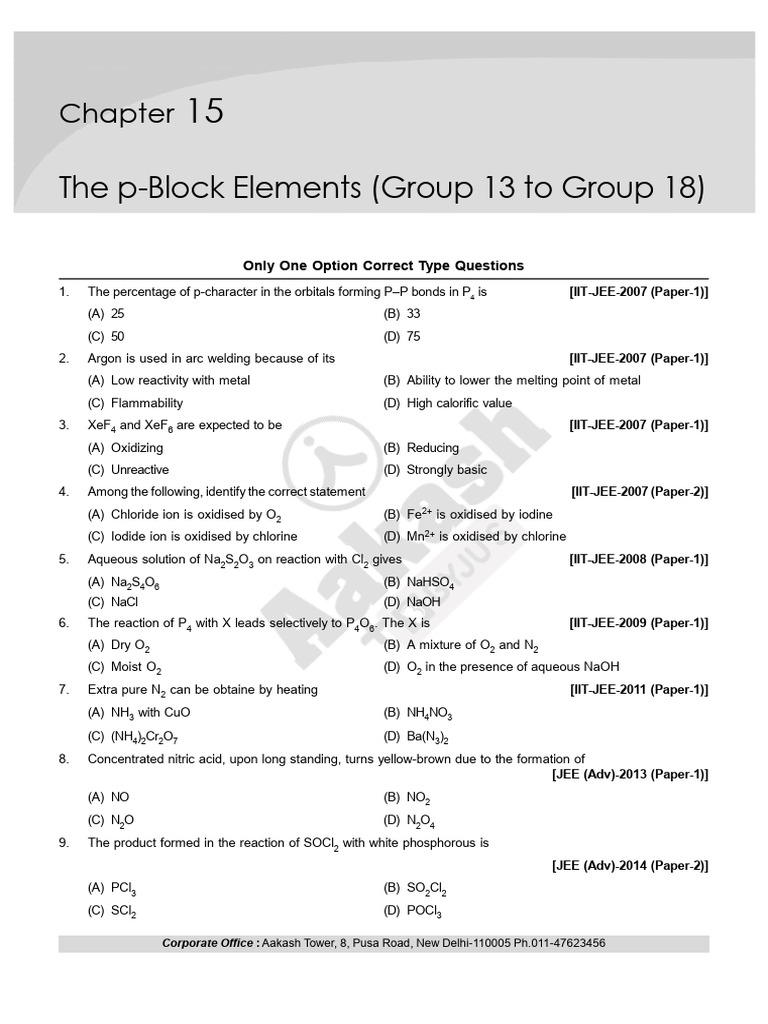 C - Ch-15 - The P-Block Elements (Group 13 To Group 18) | PDF | Science & Mathematics