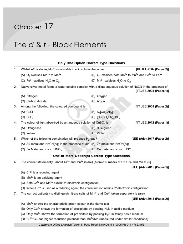 C_Ch-17_The d _ f - Block Elements | PDF | Manganese | Redox