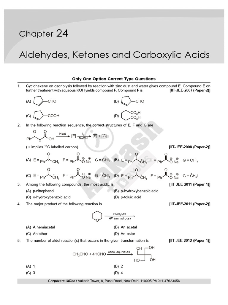 C - Ch-24 - Aldehydes, Ketones and Carboxylic Acids | PDF
