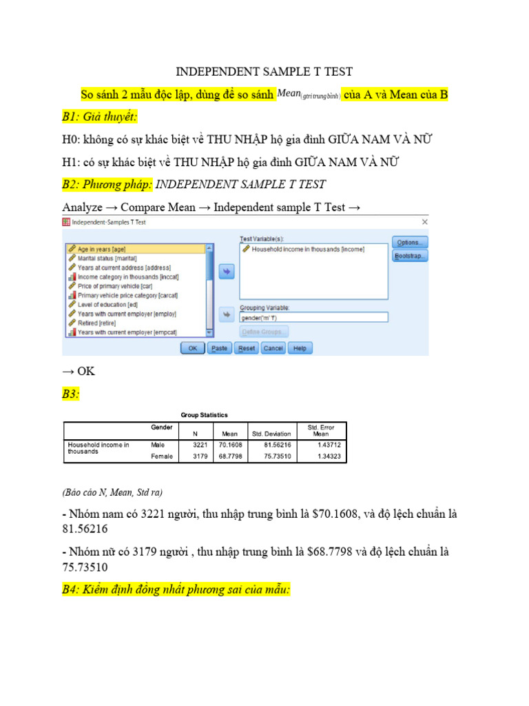 Independent Sample T Test | PDF