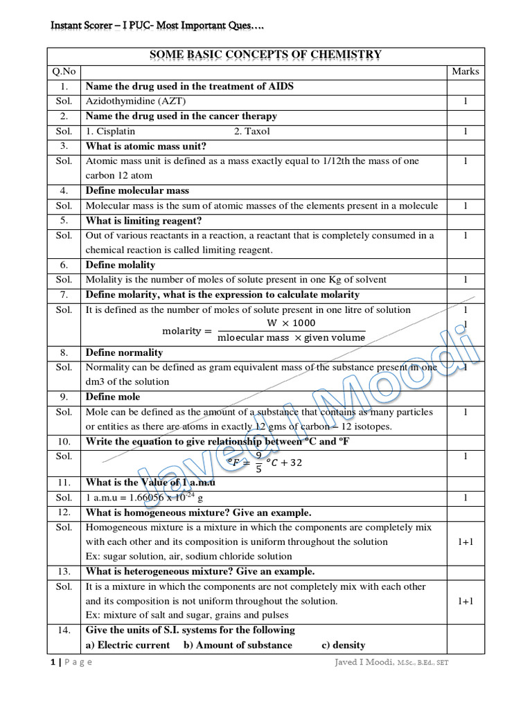 Chemistry Important Question Answer S | PDF | Molecular Orbital ...