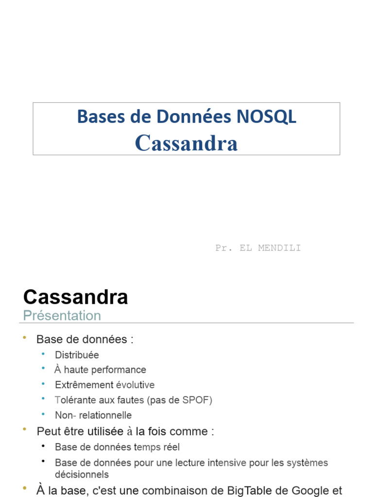 Cours NOSQL - Cassandra | PDF | NoSQL | Informatique