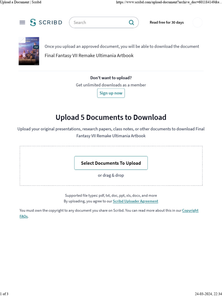 Upload 5 Documents To Download: Final Fantasy VII Remake Ultimania Artbook | PDF | Scribd | Internet