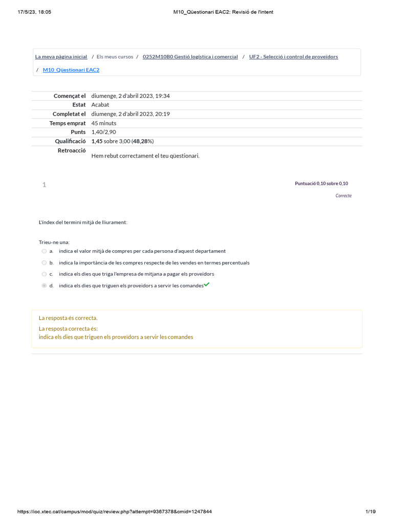 M10 - Qüestionari EAC2 - Revisió de L'intent | PDF