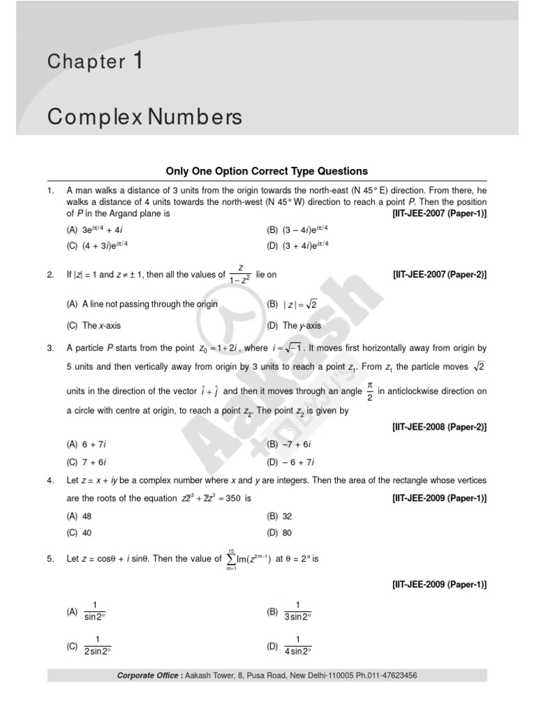 M Ch-01 Complex Numbers | PDF | Teaching Methods & Materials