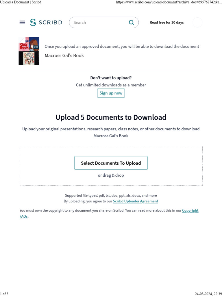 Upload 5 Documents To Download: Macross Gal's Book | PDF | Scribd | Internet