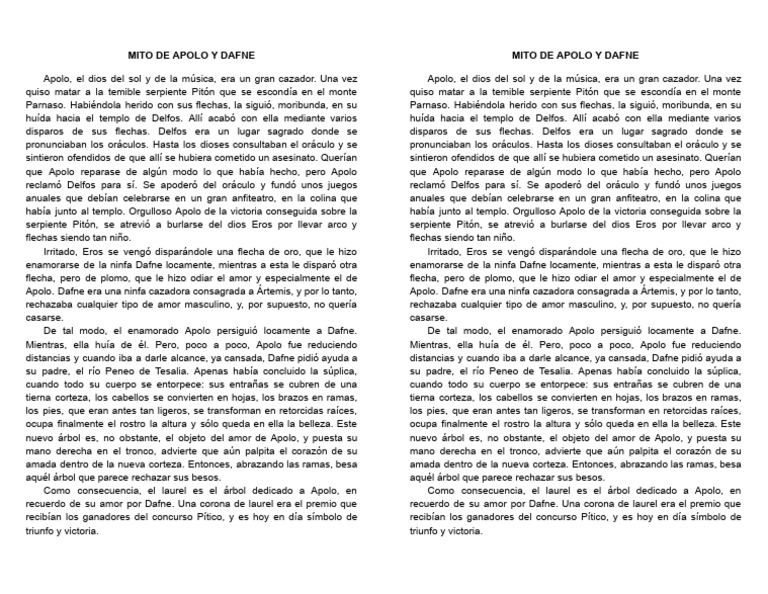 Apolo y Dafne: Amor y Transformación | PDF