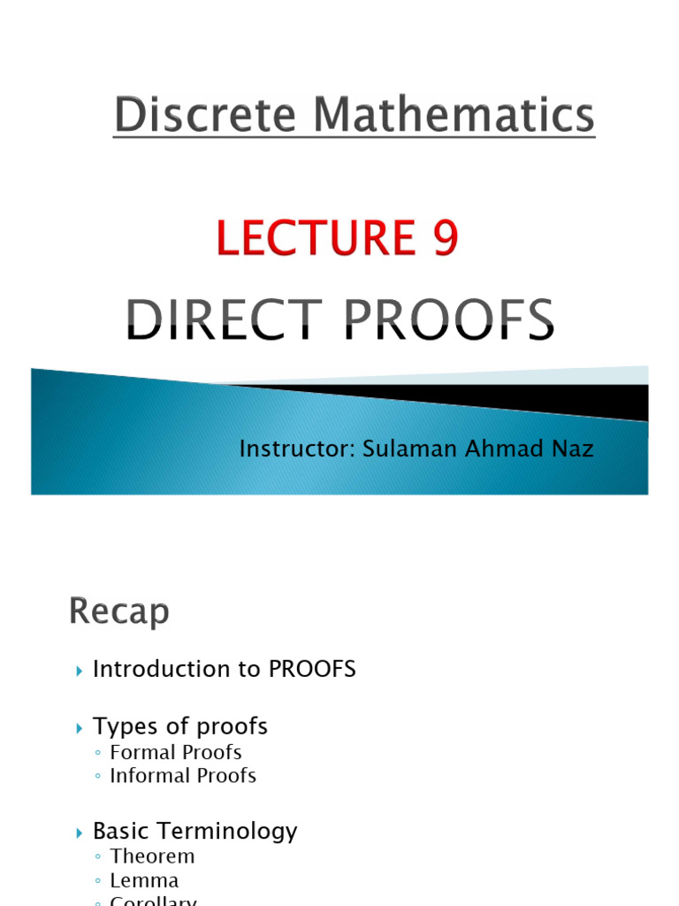 Discrete Mathematics - Lecture 9 | PDF | Mathematical Proof | Axiom