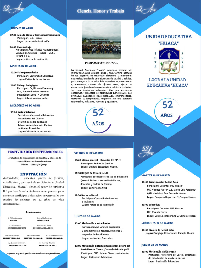 Programa 52 Años Ueh | PDF