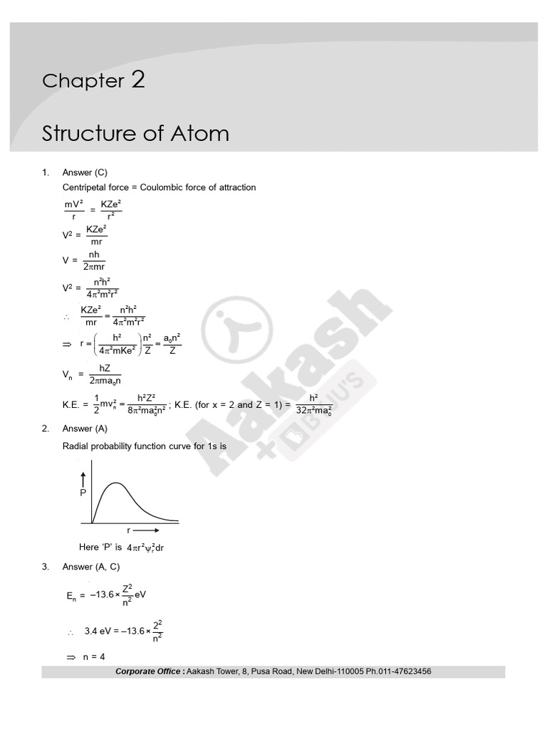 C Sol Ch-02 Structure of Atom | Download Free PDF | Atomic Orbital | Electron Configuration