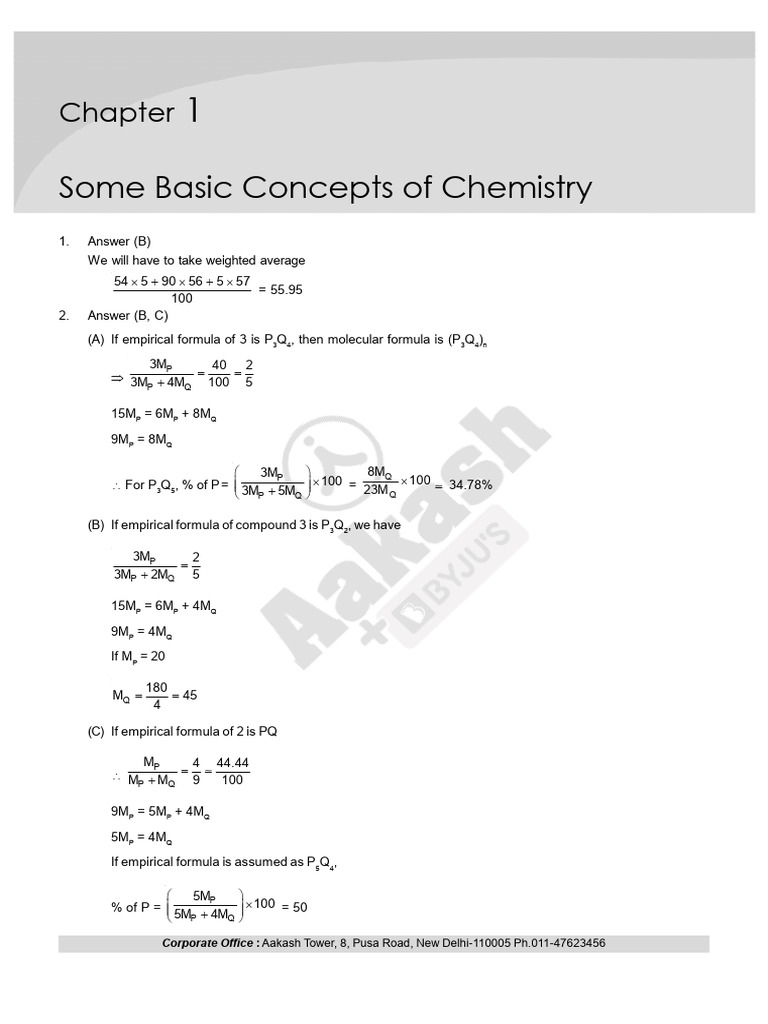 C_Sol_Ch-01_Some Basic Concepts of Chemistry | PDF | Mole (Unit) | Physical Chemistry