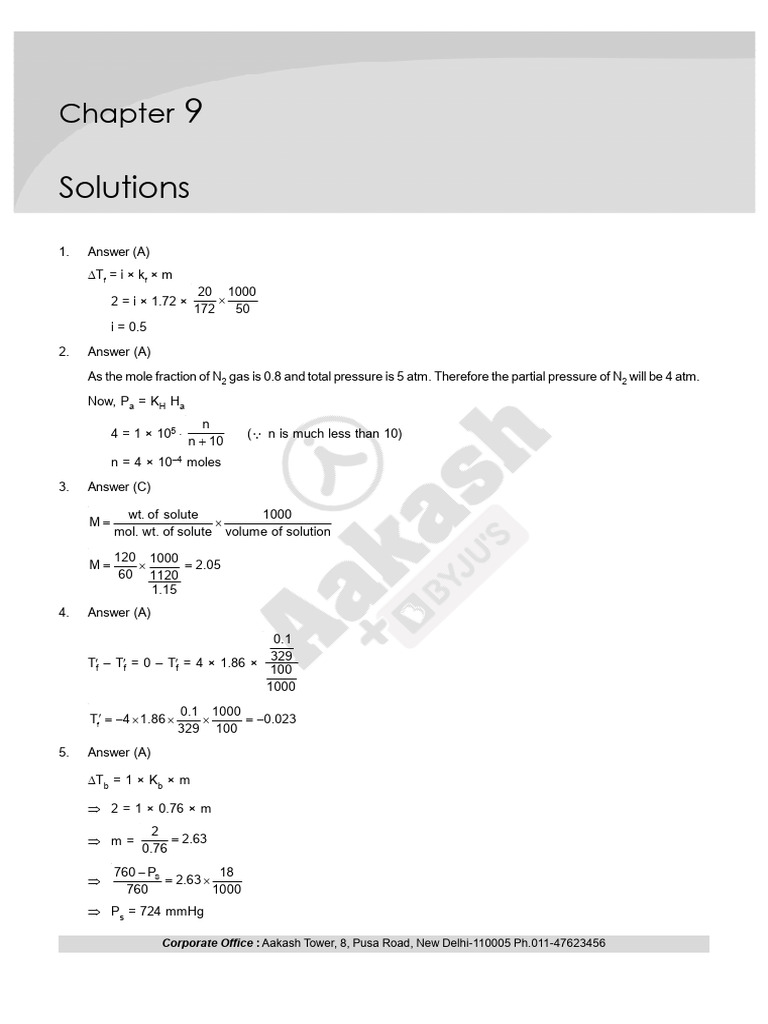 Freezing Point Depression Calculations | PDF