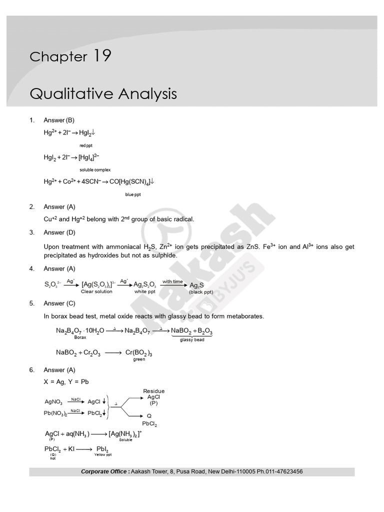 C Sol Ch-19 Qualitative Analysis | PDF | Chemical Substances | Chemistry