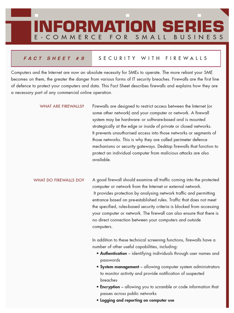Iiainformationseries Firewalls | PDF | Security | Computer Security