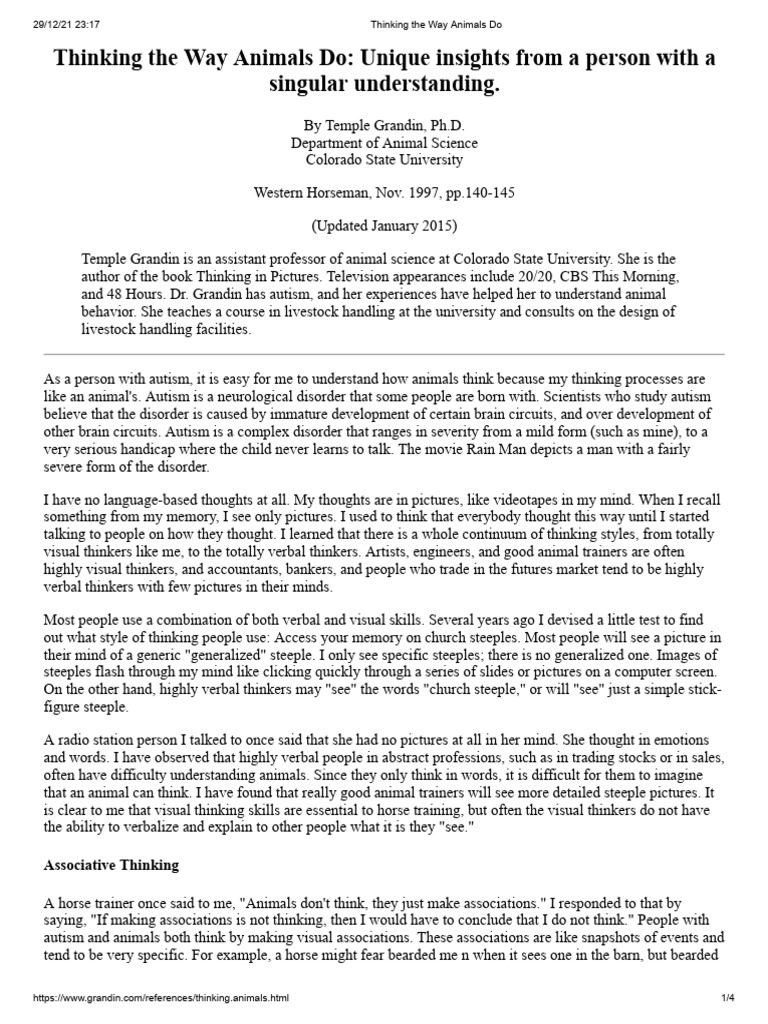 Thinking the Way Animals Do | PDF