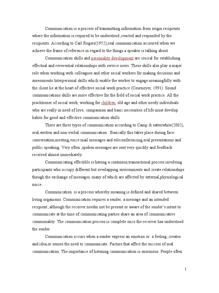 Communication is a Process of Transmitting Information From Origin ...