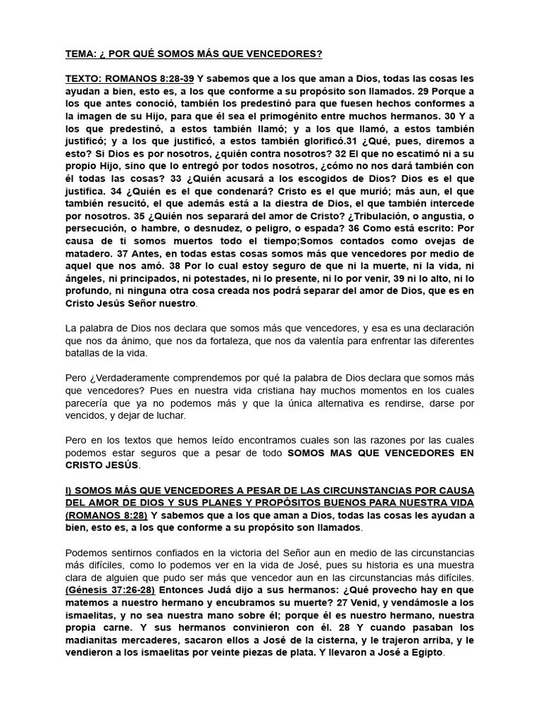 ¿Por Que Somos Mas Que Vencedores | PDF | Amor | Cristo (título)