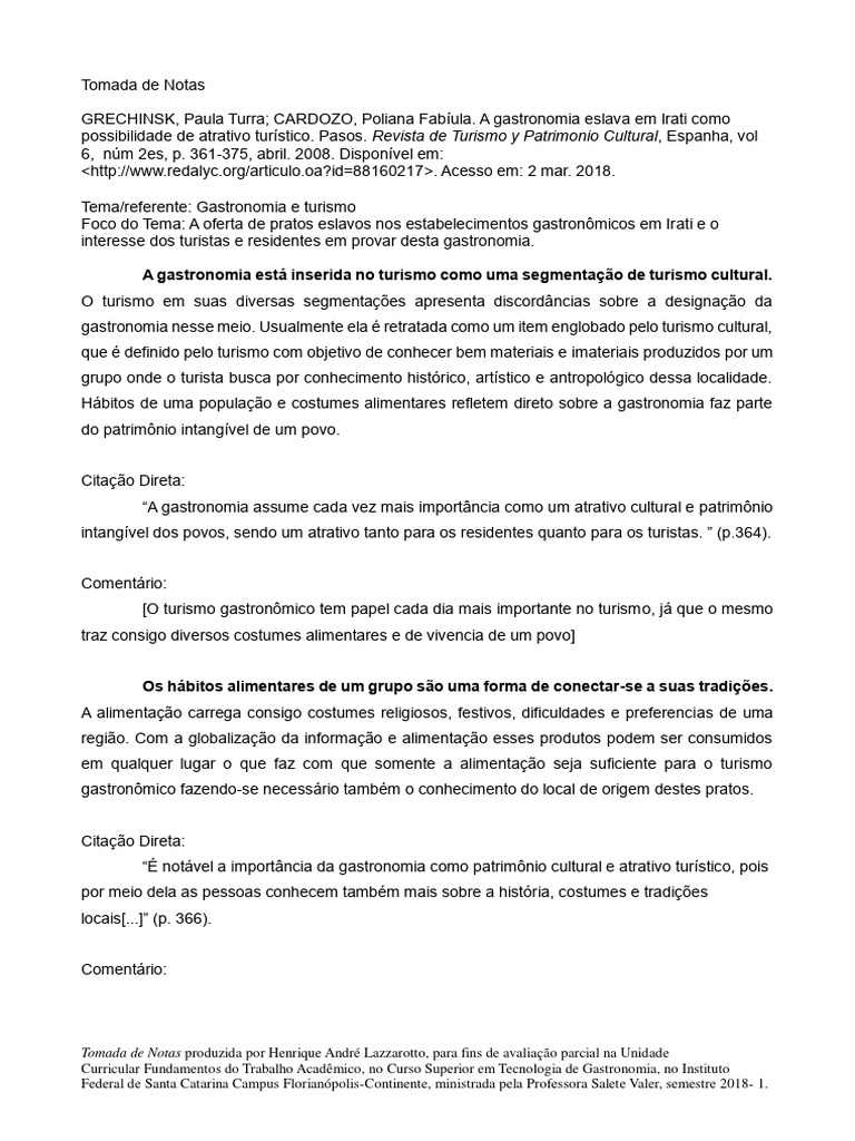 Tomada de Notas - Henrique André Lazzarotto | PDF