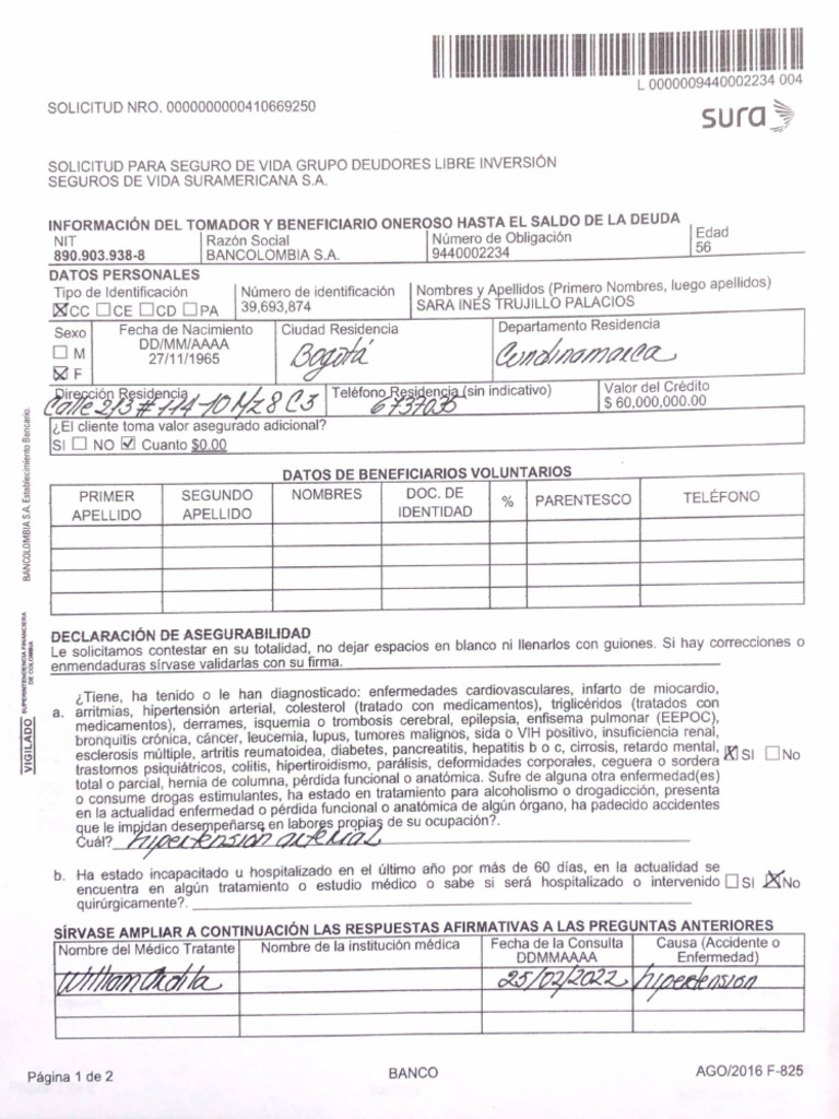 Solicitud Seguro de Vida | PDF