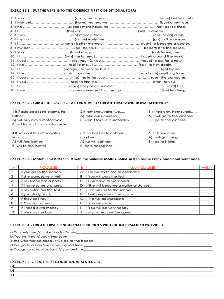 First Conditional Worksheet | PDF